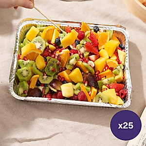 MATANA 8x12" Aluminum Pans Foil Trays (25 Pack) Cooking, Roasting, Baking, Cakes, Bread, Chafer, Crawfish, Lasagna Trays, Party