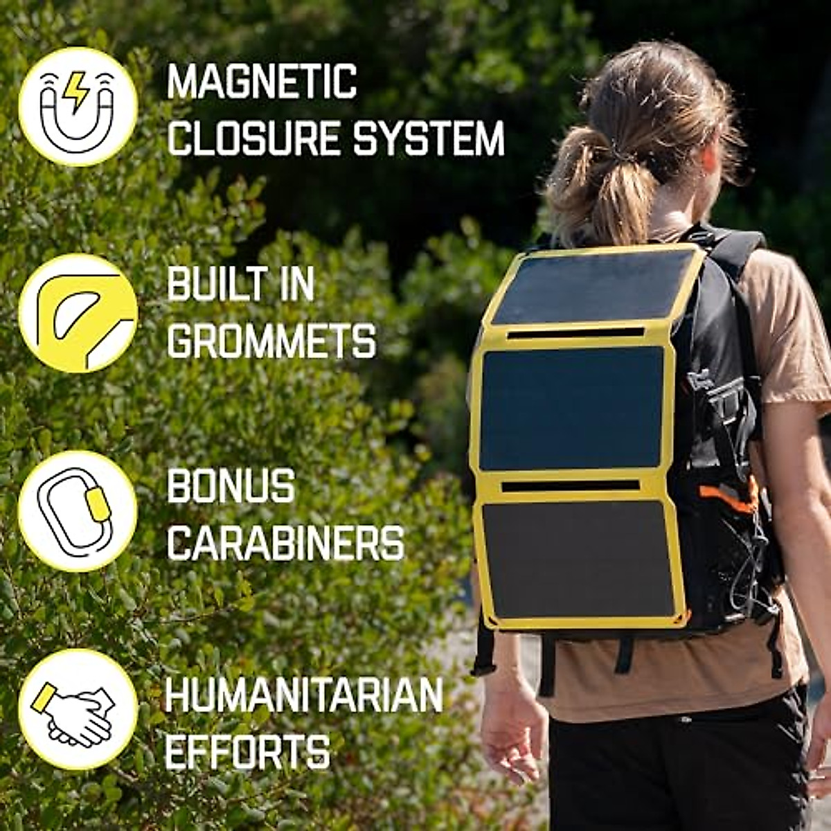 SunJack 25 Watt Foldable IP67 Waterproof ETFE Monocrystalline Solar Panel Charger with USB-C and USB-A for Cell Phones, Tablets and Portable for Backpacking, Camping, Hiking and More