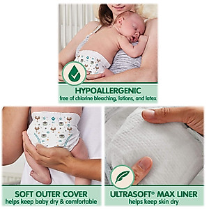 HAO M Mark Premium Baby Diapers - Size 4 (22-37 lbs) 210 Count W/Moist Towelettes
