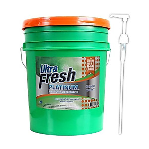 Ultra Fresh® 3X Platinum™ Laundry Detergent - Original Green™ - 5 Gallons - Deep Cleaning, Whitens & Brightens, Up to 640 Loads - Safe for HE Machines & Septic Systems, No Phosphates or Bleach
