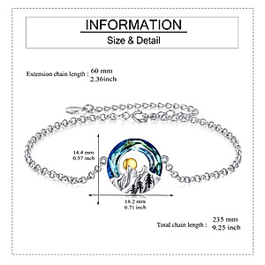 YFN Mountain Bracelet Sterling Silver Crystal Mountain Range Bracelet Nature Jewelry Gift for Skiers, Hikers, Campers, Climbers,Nature Lovers(Mountain crystal bracelet)