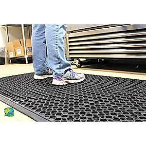 Envelor Anti Fatigue Rubber Floor Mat Restaurant Kitchen Drainage Mat Door Mats Durable Non-Slip Bar / Utility Mat Indoor Outdoor Wet Area 24" x 36"