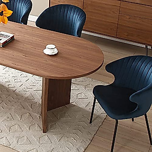 JURMALYN 78" Mid Century Modern Dining Table, Oval Wood Dining Room Table for 4 6 8 Walnut Kitchen Table for Farmhouse Meeting Room Reception Room (Table Only)