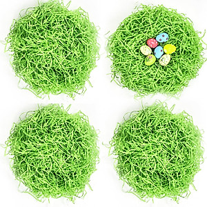 Wittocs Easter Green Grass Recyclable Paper Shred for Easter Basket Filler Creative Eggs Decor Filler Party Decoration Gift Packaging 200g
