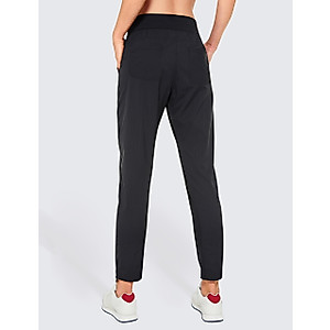 CRZ YOGA Womens Casual 7/8 Pants 27" - Lightweight Workout Outdoor Athletic Track Travel Lounge Joggers Pockets Black Medium