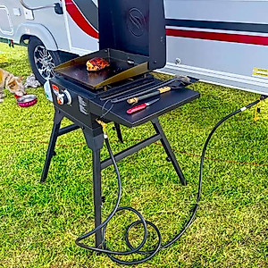 GasSaf 12 FT RV Quick Connect Propane Hose - 1/4" Quick Connect Extension Hose with Propane Elbow Adapter for Blackstone 17"/22" Griddle