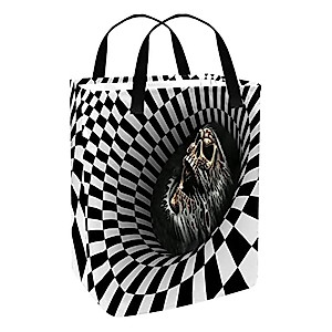 Grunge Skull Escape from Chess Spira Print Collapsible Laundry Hamper, 60L Waterproof Laundry Baskets Washing Bin Clothes Toys Storage for Dorm Bathroom Bedroom