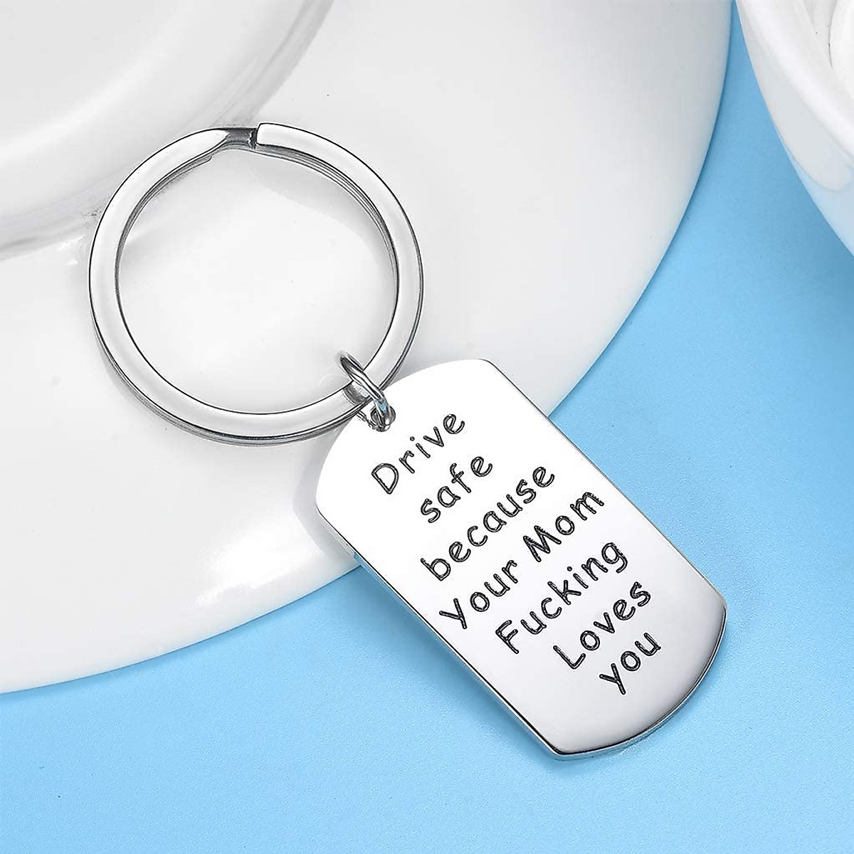 KOORASY Inspirational Birthday Keychian From Mom for Son Daughter Drive Safe Keychains Anniversary Keyring