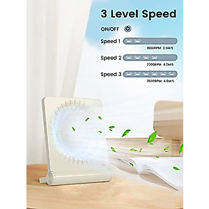 FERRISA Desk Fan, Small But Powerful, Portable Fan Battery Operated, 220° Tilt Folding Ultra Quiet Person Mini Fan, Strong Wind, 3 Speed Adjustable For Home Office Desktop Travel Camping (Beige)