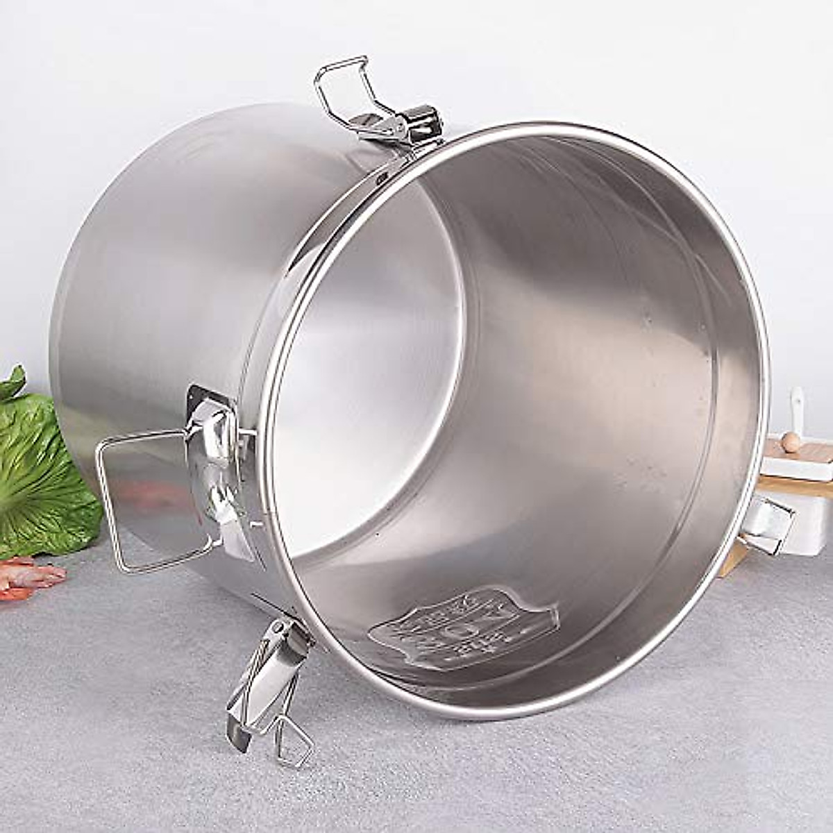 SanBouSi Stainless Steel Canister Rice Bucket Airtight Canister with Lids, 304 Stainless Steel Metal Food Storage Containers Kitchen Canisters for Rice, Flour, Grain, Coffee Bean 12L