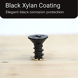 Bolt Dropper No. 8 x 2'' Black Screws, Xylan Coated Stainless Flat Head Phillips Wood Screw Deep Cut (25 Pack), 18-8 (304) Stainless Steel Anti Corrosion