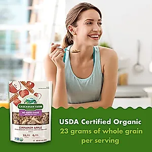 Cascadian Farm Organic Granola with No Added Sugar, Cinnamon Apple Cereal, Resealable Pouch, 11 oz.