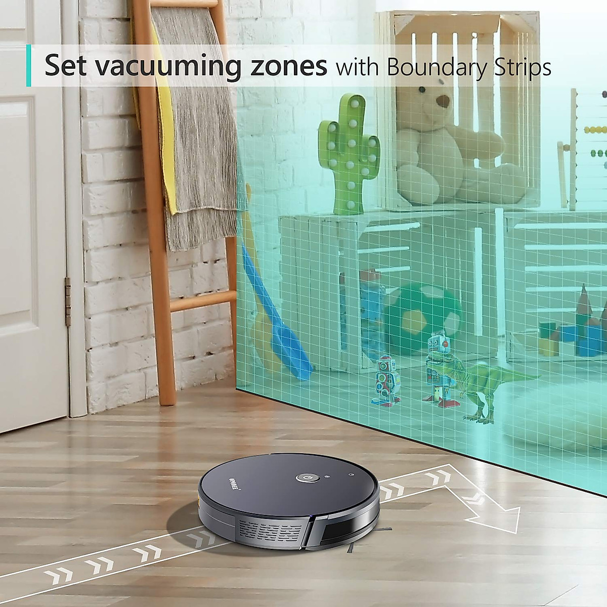 OPODEE Robotic Vacuum Cleaner, with 1800Pa Ultra Strong Suction, Pet Hair Cleaning, Smart Path Mapping, Self-Charging Sweeper, 2 Boundary Strips, Automatic Robot for Hard Floor, Low-Pile Hard Carpets