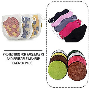 AZZUTORK No/Brand 3 Packs Delicate Laundry Bags for Reusable Face Masks and Reusable Makeup Remover Pads,Fine Mesh Wash Bags,Use YKK Zipper, with Hanger Loop, Portable Mask Storage Bag (3 Small)