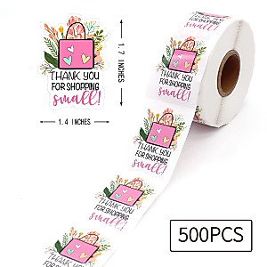 Thank You for Shopping Small Business Stickers,Cute Flower Basket Thank You Stickers,Handmade Stickers,Envelopes Seal Stickers,Mail Packaging Sticker for Small Business 500 PCS