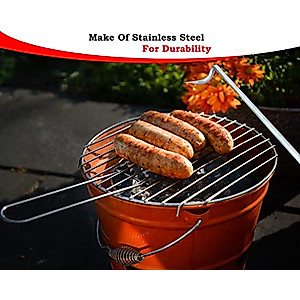 Food Flipper & Turners - Pigtail Flipper - 16 and 12 Inches BBQ Meat Turners - Long & Short 304 Stainless Steel Hook - Meat, Fish, Vegetable Cooking Set - BBQ Accessories - Barbecue Tongs - BBQ Fork