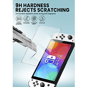Mumba [3-Pack Screen Protector for Nintendo Switch Oled, 9H Tempered Glass Film with Smooth, HD Clear, Easy-Install, Scratch and Crack Resistant