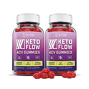 Justified Laboratories (2 Pack) Keto Flow ACV Gummies 1000MG with Pomegranate Juice Beet Root B12 120 Gummys