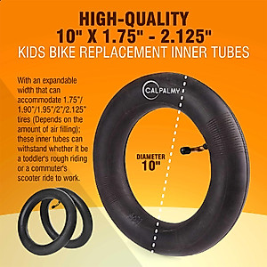 (2-Pack) 10x2 Replacement Inner Tubes 10" x 1.95/2.125 with 2 Levers | Compatible with Bike Schwinn Trike Roadster/Tricycle/BoB Revolution Motion - Made from BPA/Latex Free Quality Butyl Rubber