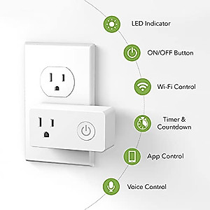 BN-LINK WiFi Heavy Duty Smart Plug Outlet, No Hub Required with Timer Function, White, Compatible with Alexa and Google Assistant, 2.4 Ghz Network Only (4 Pack)
