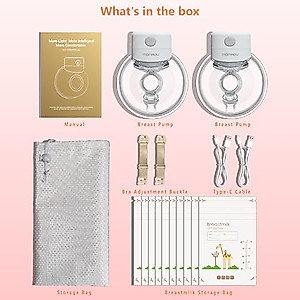 MOMAOY Double Wearable Breast Pump, Hands-Free Breast Pump,Electric Breast Pump with 2 Modes, 9 Levels, LCD Display,Memory Function Rechargeable Massage and Pumping Mode Milk Extractor,24mm Flange