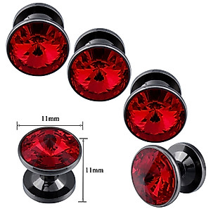 HAWSON Tuxedo Shirt Studs Set Black Color with Austrian Crystals in Red
