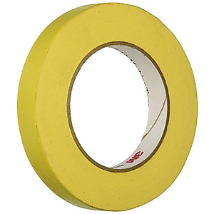 3M 06652 Automotive Refinish Masking Tape, 250 Degree F Performance Temperature, 28 lbsin Tensile Strength, 55m Length x 18mm Width, Yellow (Case of 12 Rolls)