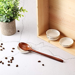 4 Pieces 2.7 Inches Mini Ceramic Spoon Rests, Gold Rim Kitchen Spoon Rests, Mini Cooking Spoon Holder for Stove Top Countertop, Teaspoon Rest, Coffee Stir Spoon Rest