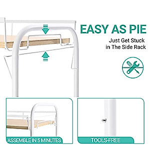 KINGRACK 4-Tier Rolling Cart,Metal Utility Cart with Wooden Tabletop,Easy Assemble Mobile Storage Trolley On Wheels,Craft Storage Cart for Bedroom Kid's Room Office Kitchen Bathroom,White