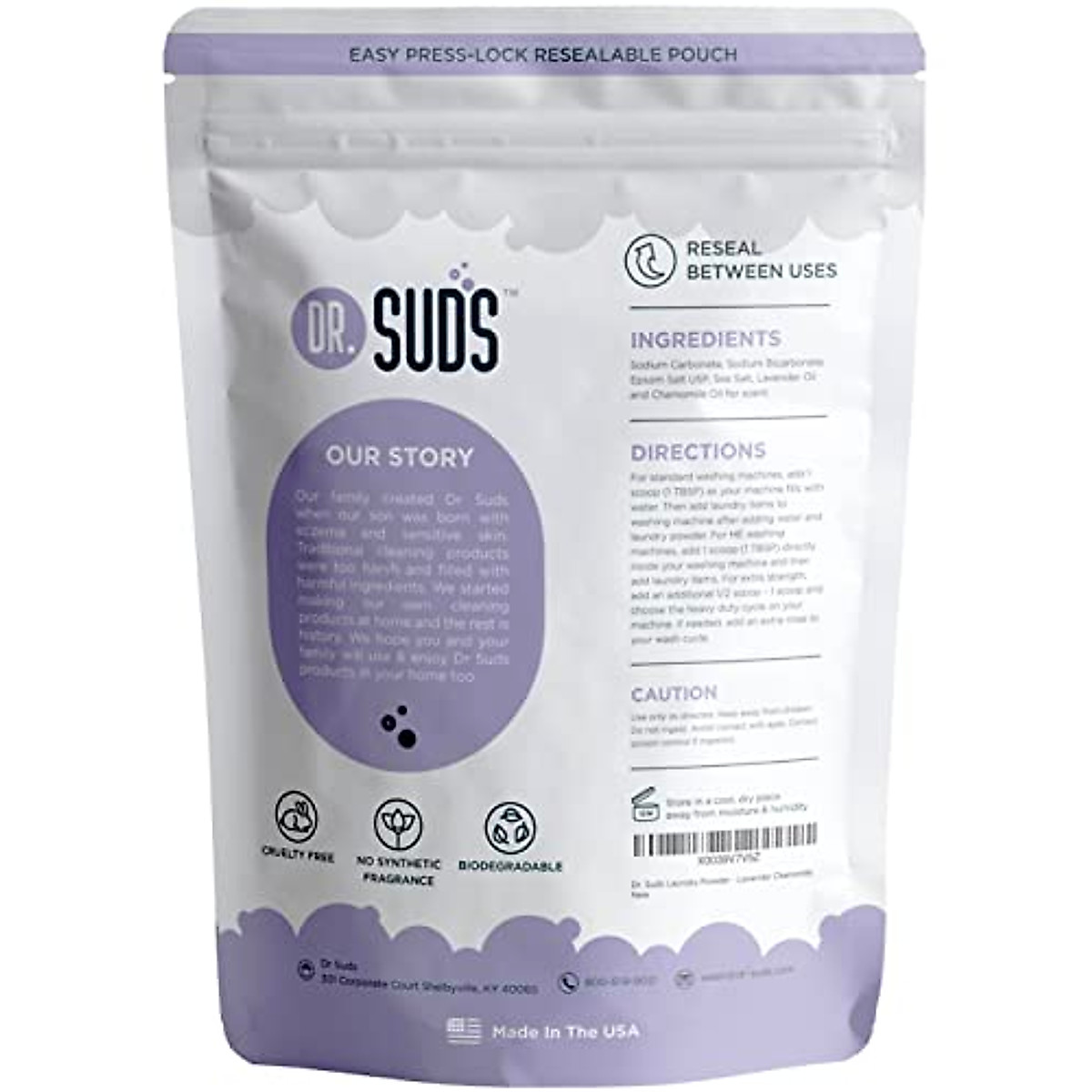 New Dr Suds Natural Laundry Detergent Powder 100+ Loads Lavender Chamomile Made with Natural Earth Minerals