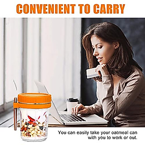 ZUOLUN Overnight Oats Containers with Lids and Spoons: 2pcs 12 Oz Overnight Oats Jars, Large Capacity Airtight Glass Mason Overnight Oats Jars, Mason Jars for Overnight Oat for Milk, Cereal, Fruit