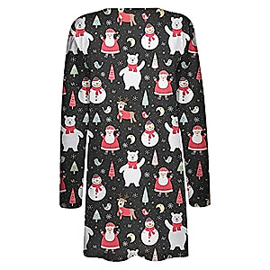 Ugly Christmas Sweaters for Women 2023 Plus Size Casual Fashion Fall Winter Lightweight Cardigan Long Sleeve Open Front Funny Christmas Tops Graphic Holiday Party Shirts Outfits Clothes Black 4XL