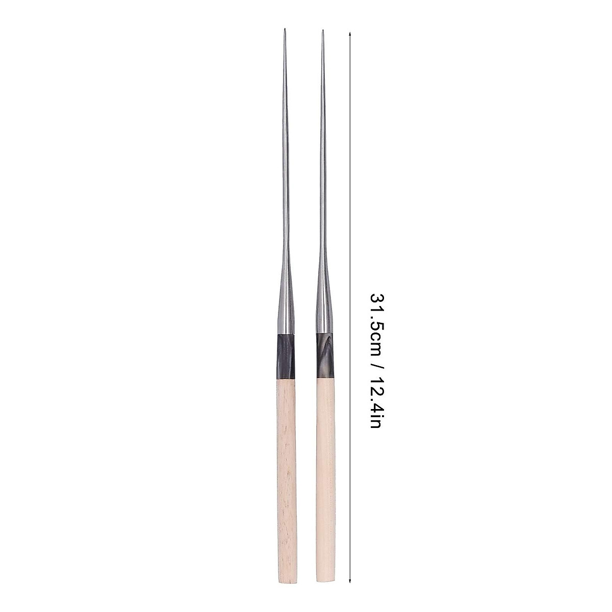 Sushi Chopsticks, 12.4in Stainless Steel Cooking Chopsticks with Wooden Handle Reusable Chopsticks Long Chopsticks for Cooking
