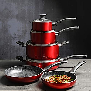 Oster Cookware Set, 10-Piece, Metallic Red