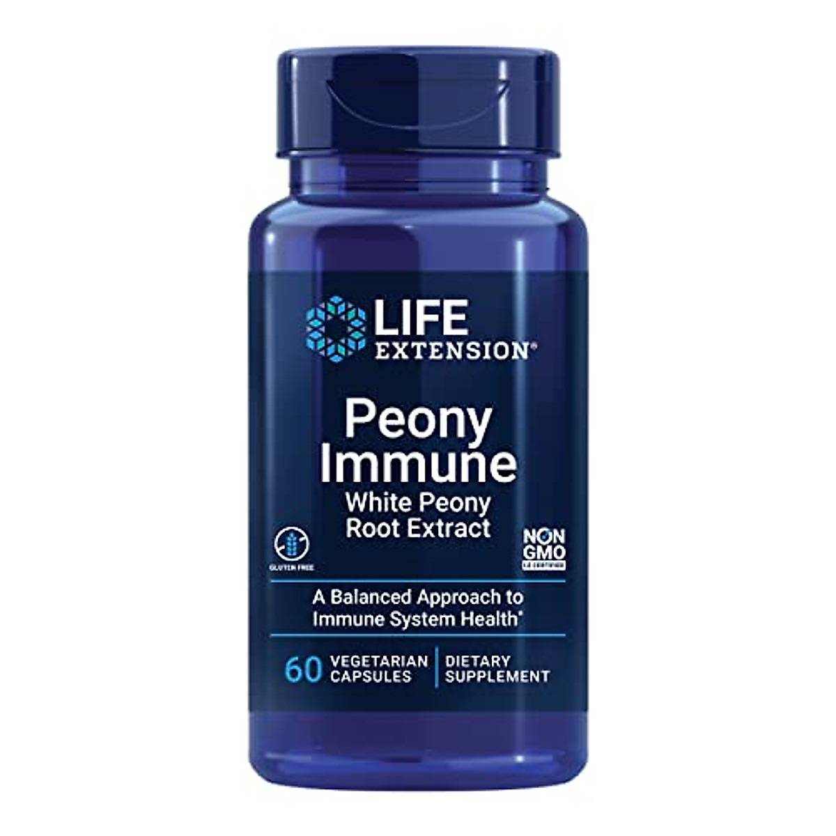 Life Extension Peony Immune - White Peony Root-Extract Supplement for Healthy Immune Support and Cell Balance - Non-GMO, Gluten-Free, Vegetarian - 60 Capsules