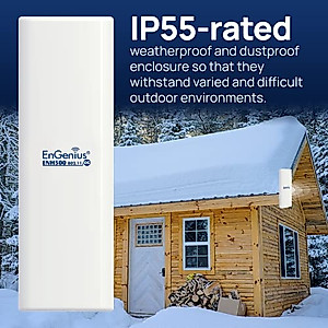 EnGenius Outdoor 5GHz 867mbps WiFi 5 CPE/Client Bridge, 27dBm Transmit Power, 16 dBi High-Gain Antenna Extend Network up to 5 Miles, PTP/PTMP, IP55 housing, TAA& NDAA Compliant, 2-Pack [ENH500v3 KIT]