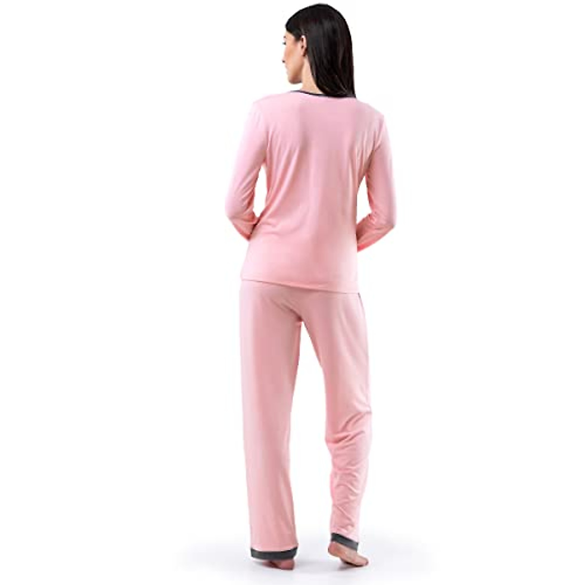 Fruit of the Loom Women's Long Sleeve Tee and Pant 2 Piece Sleep Set, Soft Pink, 3X
