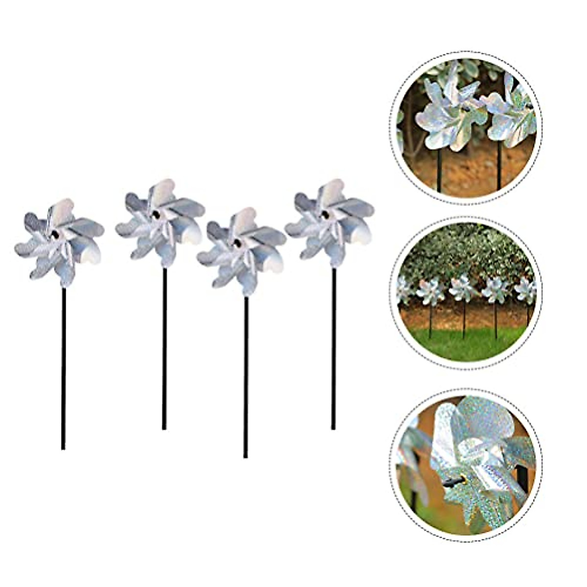 Cabilock 4pcs Garden Decor Pinwheels Bird Windmills Reflective Pin Wheels Sparkly Garden Pinwheels