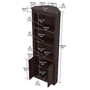 Inval Two Door Corner Bookshelf, Espresso