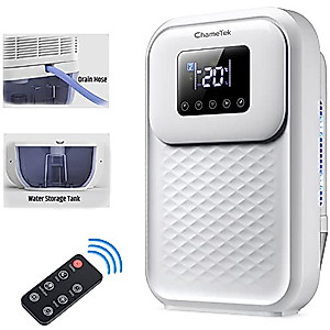 ChameTek Quiet Dehumidifier with Drain Hose for Bedroom Bathroom Basements Garage RV Smart Shut Off 80 OZ 530 Sq.Ft Dual-core Power and Small Space