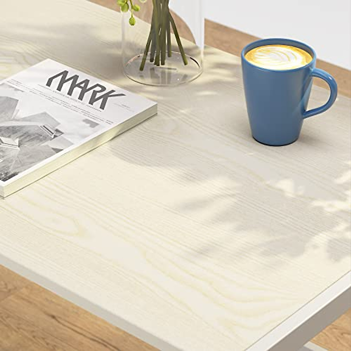 Gezen Folding Desk 40'' Computer Desk for Home Office, No Assembly Office Desk Foldable Simple Study Writing Desk Table for Small Spaces(Beige, White)