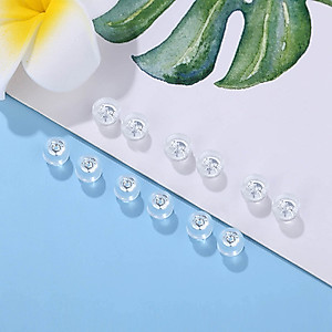 Moconar Sterling Silver Locking Secure Earring Backs for Studs, Silicone Earring Backs Replacements for Studs/Droopy Ears, No-Irritate Hypoallergenice Earring Backs for Adults&Kids