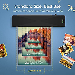 Crenova A4 Laminator Machine 4 in 1 Personal Desktop Hot & Cold 9 Inch Thermal Laminator with10 Laminating Pouches for Home Office School Business Use