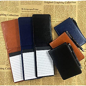 Leoyoubei Mini Pocket Notepad Holder Included with 50 Lined Sheets,Refillable,with Notebook Refills,Memo Book Refills 5 Pack 3x5 Inch Sized Writing Pad with 30 Lined Paper Per Note Pad (Blue)