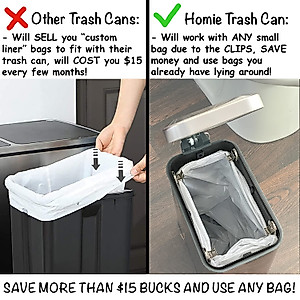 Homie Soft Close, Slim Trash Can 1.6 Gallon with Anti - Bag Slip Liner and Lid, Use as Mini Garbage Basket, Slim Dust Bin, or Decor in Bathroom, Restroom, Kitchen, or Bedroom (Rose Gold)