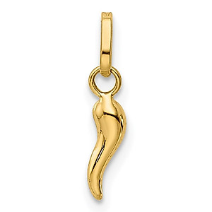 Auriga Fine Jewelry 14K Yellow Gold Italian Horn Pendant for Women (L- 12 mm, W- 3 mm)
