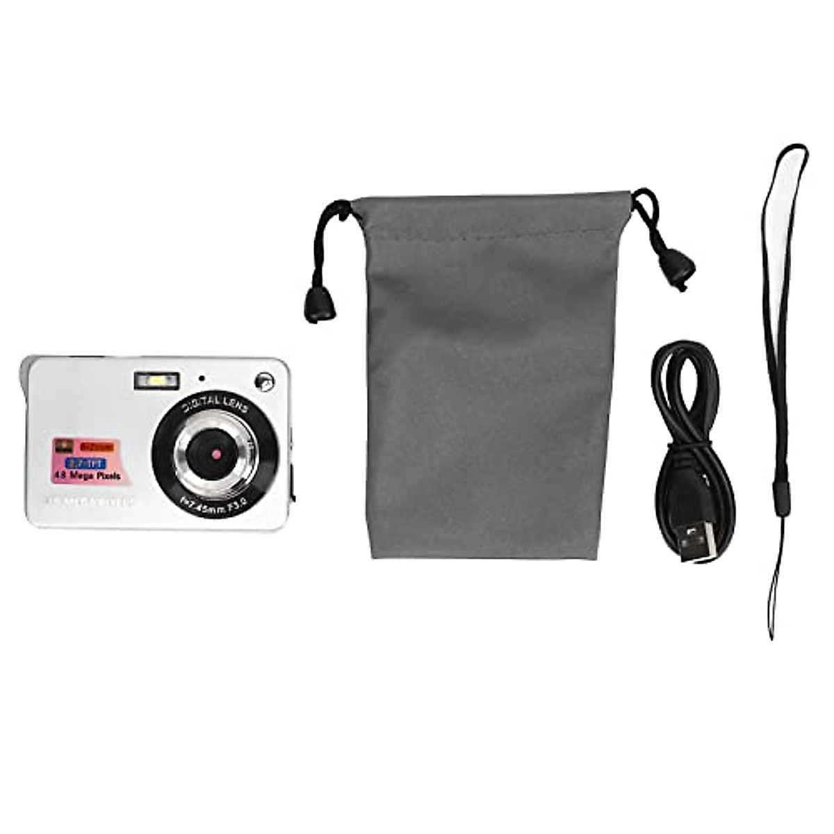 Jopwkuin Digital Camera, Built in Fill Light 2.7in LCD 4K Vlogging Camera Portable for Shooting(Silver)