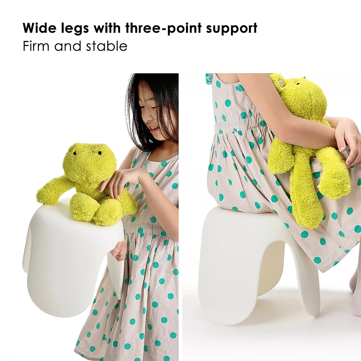 SHIMOYAMA Cream Stool, 10 Inch Kids Stool, Plastic Step Stool for Adults, Sturdy Sitting Stool, Holds Up to 220 lbs for Playroom, Bedroom, Living Room, Bathroom