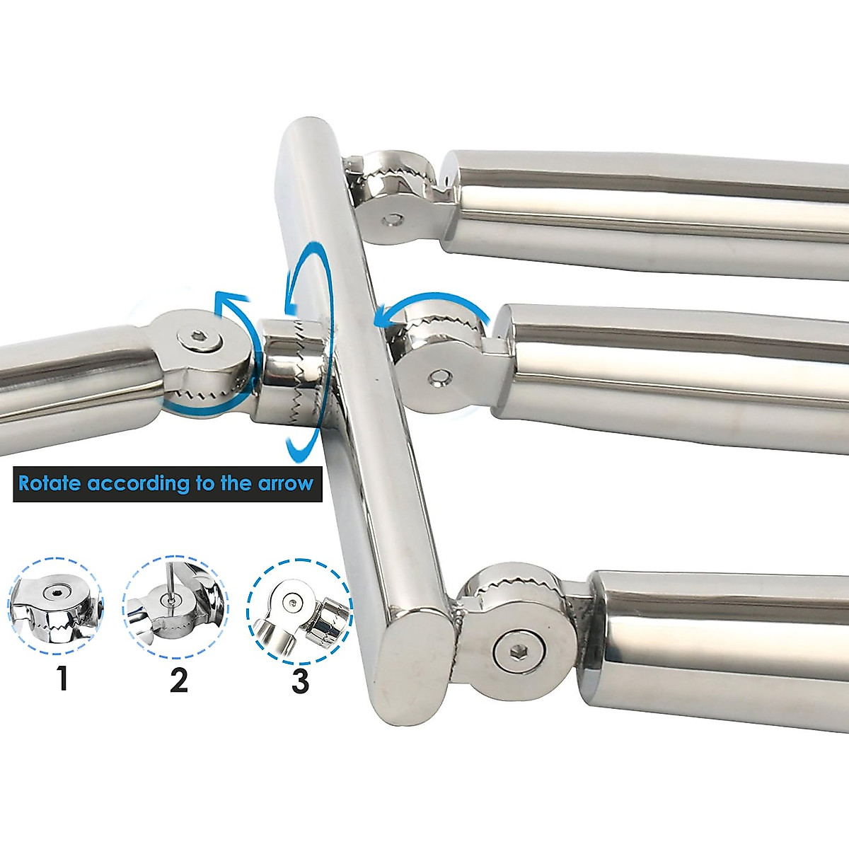 3 Tube Silver Highly Polished Stainless Steel Trident Outrigger Stylish Rod Holder - Triple Rod Holder , Kite Fishing Mount 3-Rod Holder -9998S