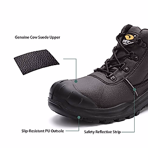 DRKA Water Resistant Steel Toe Work Boots For Men,6'' EH-Rated Safety Boots(19977-dkbrn-9)